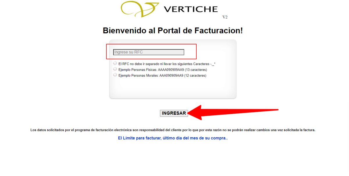 Facturación VERTICHE - Generar Factura